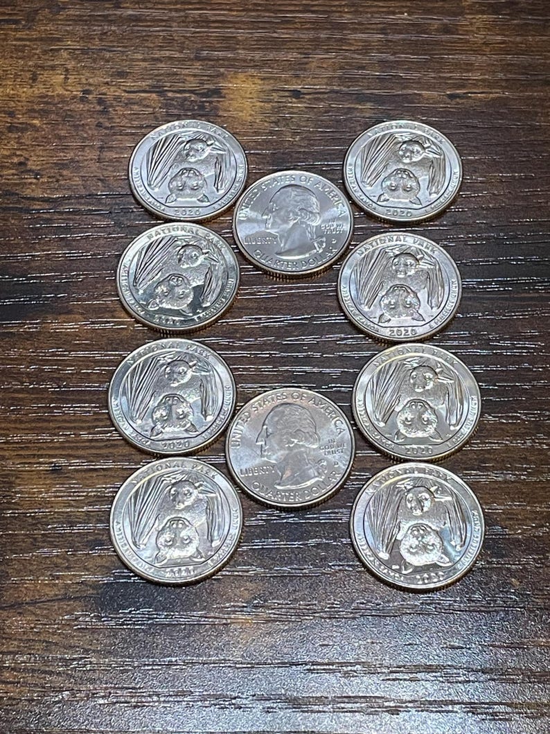 2020 SAMOA BAT Quarter Set. 10 Samoa National Park, Mother Bat and Pup ...