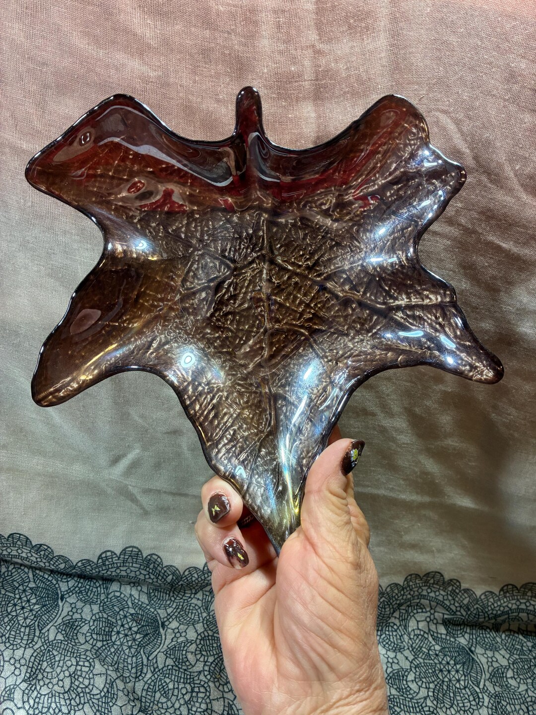 Brown Fall Leaf Shaped Trinket Dish Holiday Decor Fall Theme Candy Dish ...