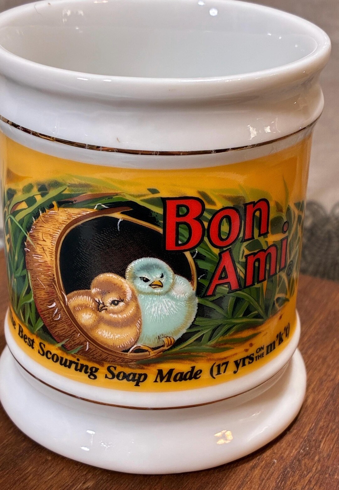 Vintage 1982 Bon-ami Mug: Gold Accent, Collector Design - Etsy