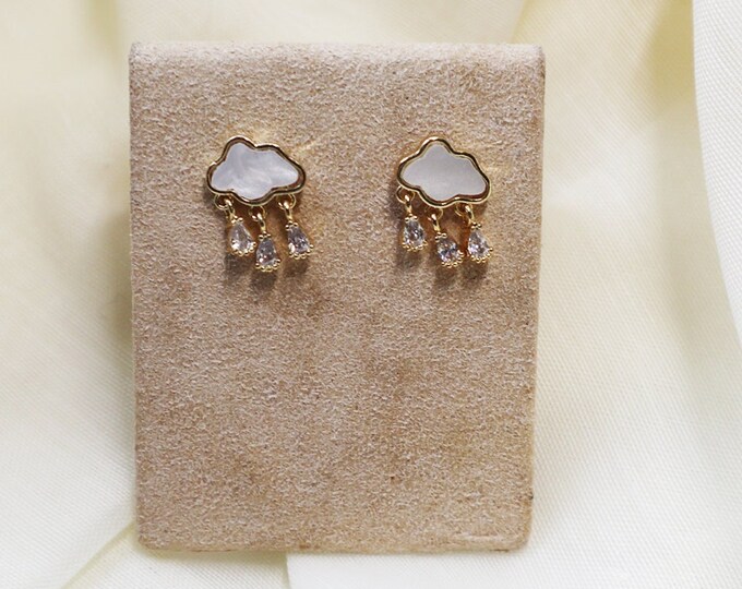 Super Cute and Unique Cloud & Rain Drop Earrings, Sterling Silver ...