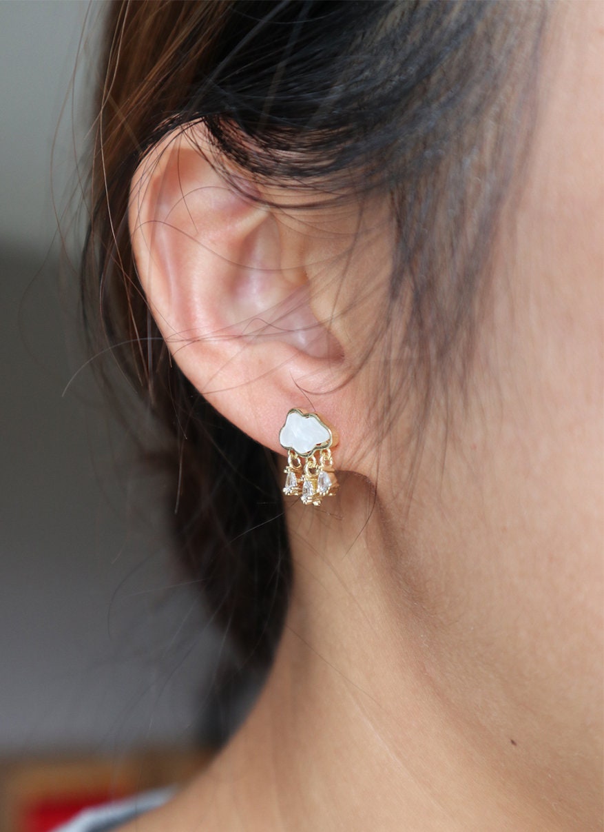 Super Cute and Unique Cloud & Rain Drop Earrings Sterling - Etsy