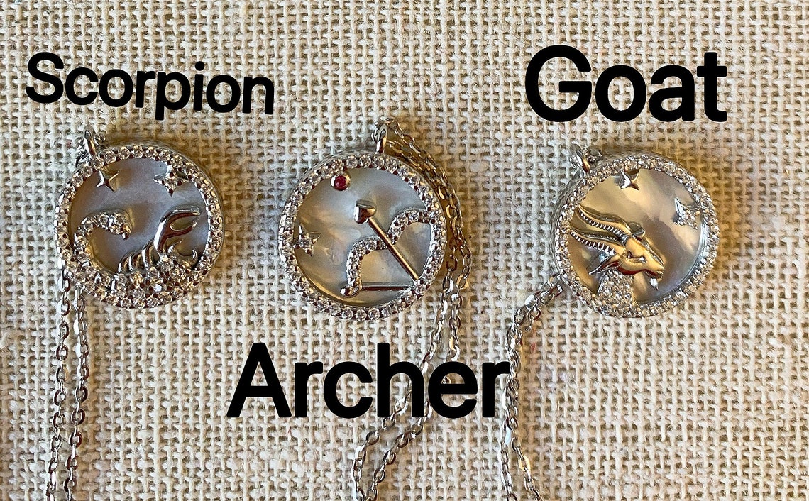 Twelve 12 Zodiac Signs Necklace, Birthday Gifts, Sterling Silver ...