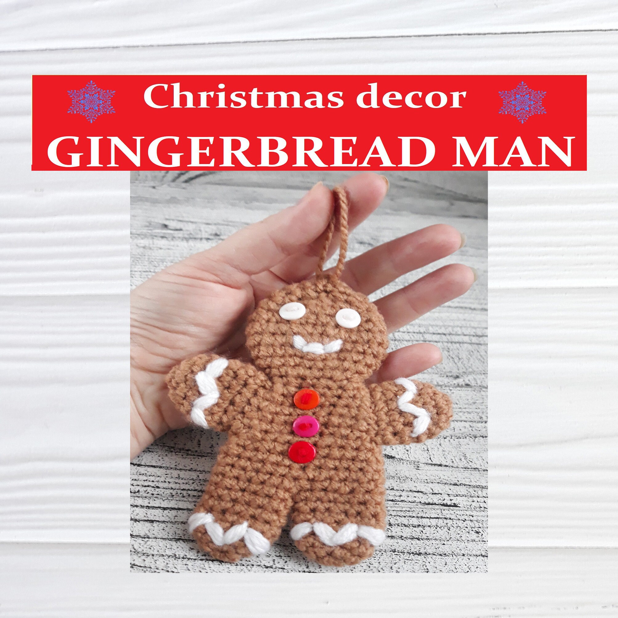 Gingerbread ornament Cute crochet pattern Christmas | Etsy