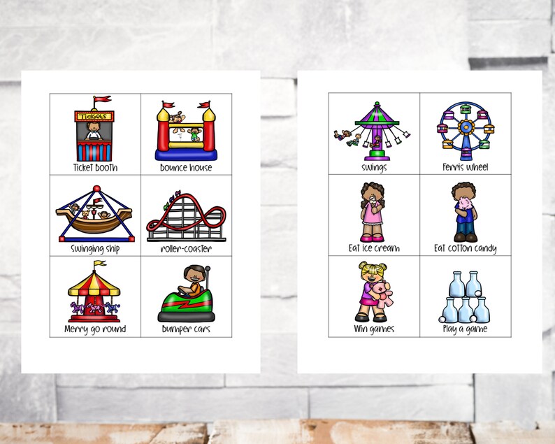 Carnival Visuals Amusement Park PECS Visual Aid ABA - Etsy