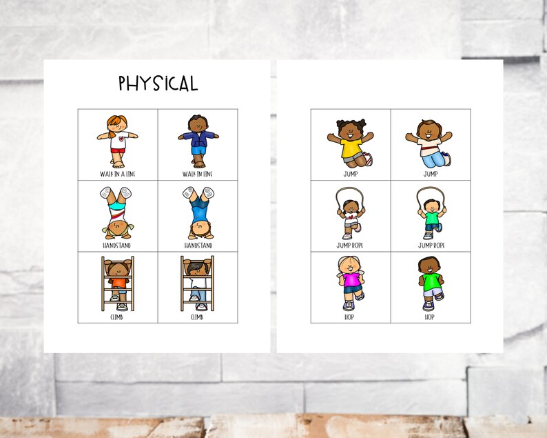 Gross Motor Visuals, Physical Therapy Visuals, Visual Aid, ABA, Autism ...