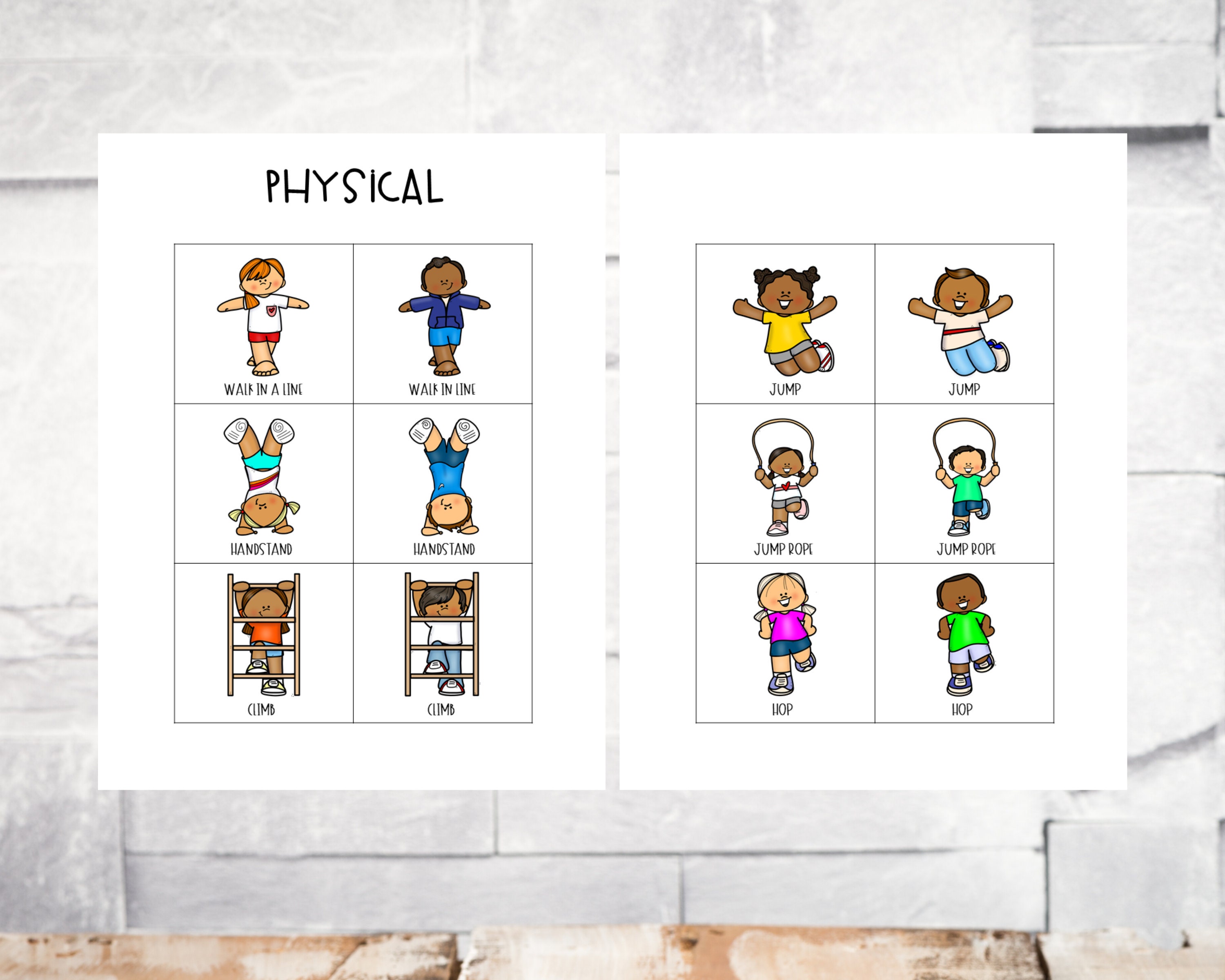 Gross Motor Visuals, Physical Therapy Visuals, Visual Aid, ABA, Autism ...