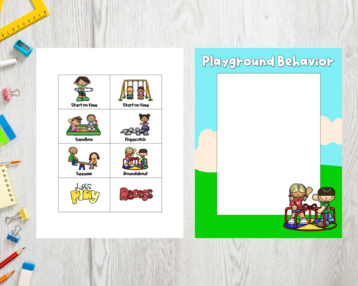 Playground Recess Behavior Visuals, Behavior, Visual Aid, ABA, Therapy ...