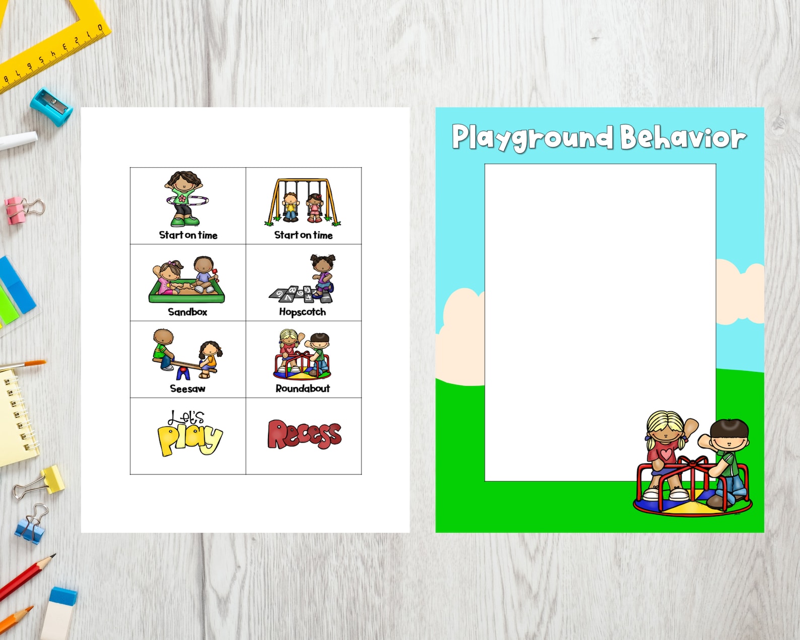 Playground Recess Behavior Visuals, PECS, Behavior, Visual Aid, ABA ...
