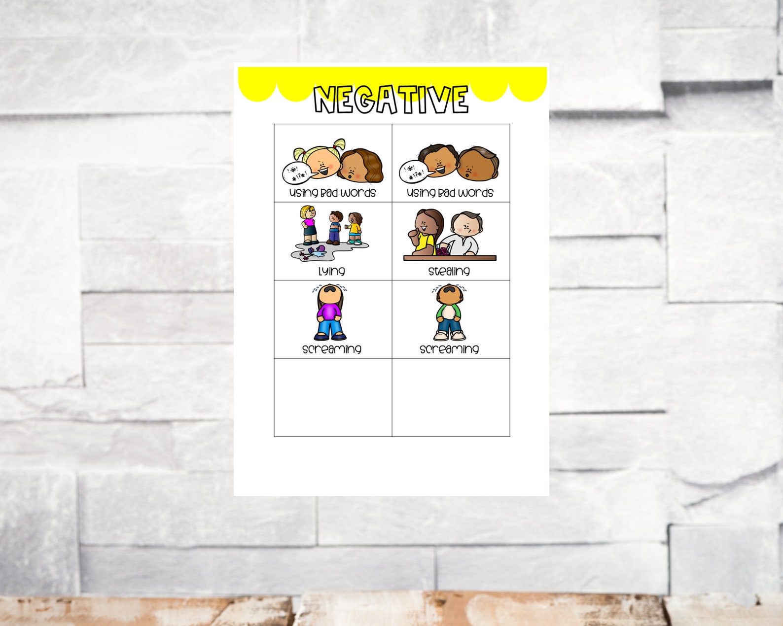 Positive Negative Behavior Visuals, Behavior, Visual Aid, ABA Therapy ...