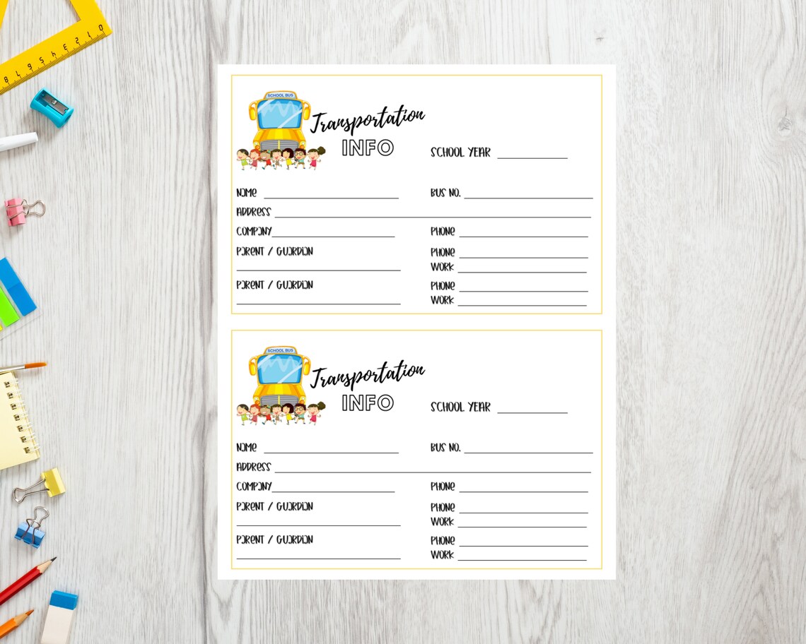 School Bus Transportation Forms, Transportation Management, Back to ...