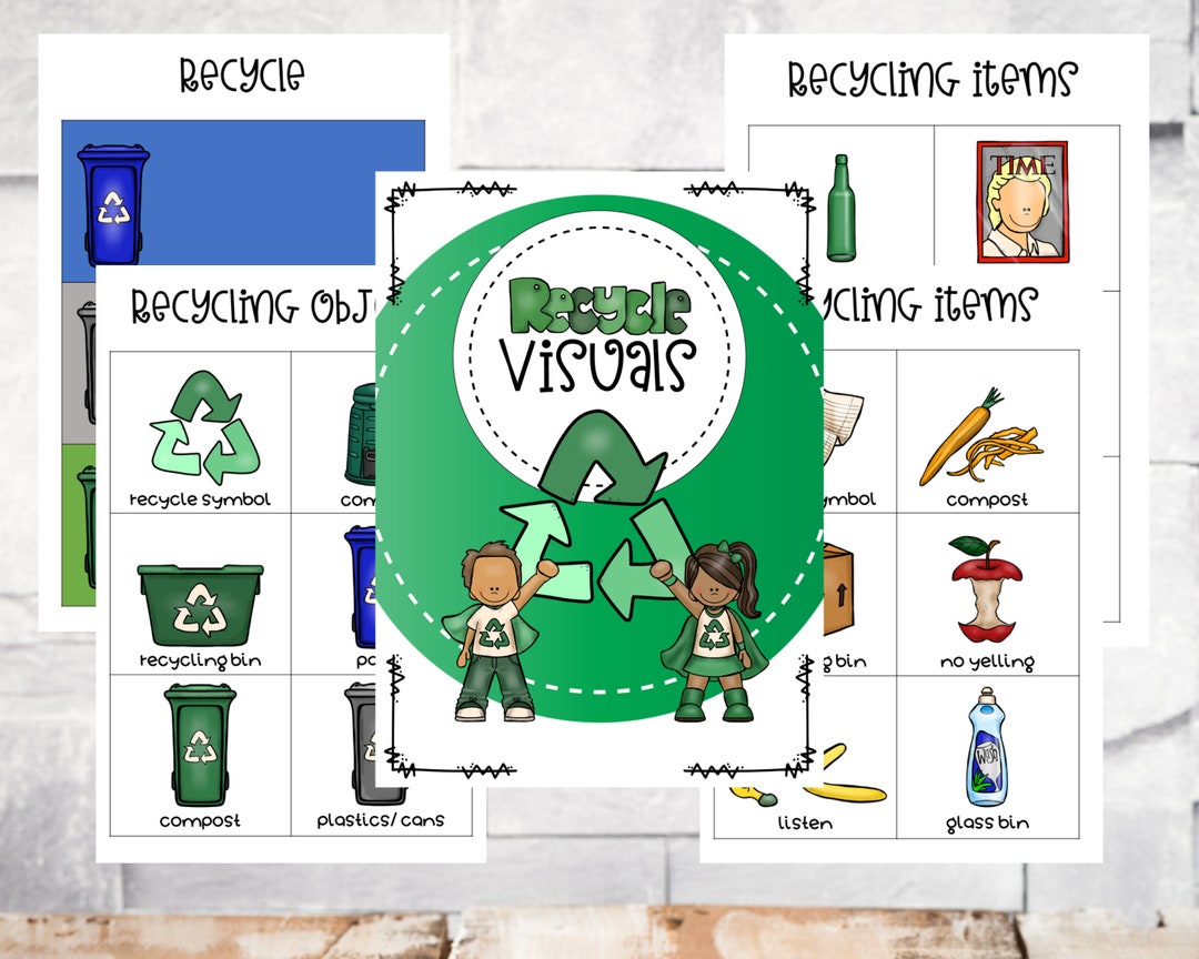Learning to Recycle Visuals, Recycling, Visual Aid, ABA, Therapy ...