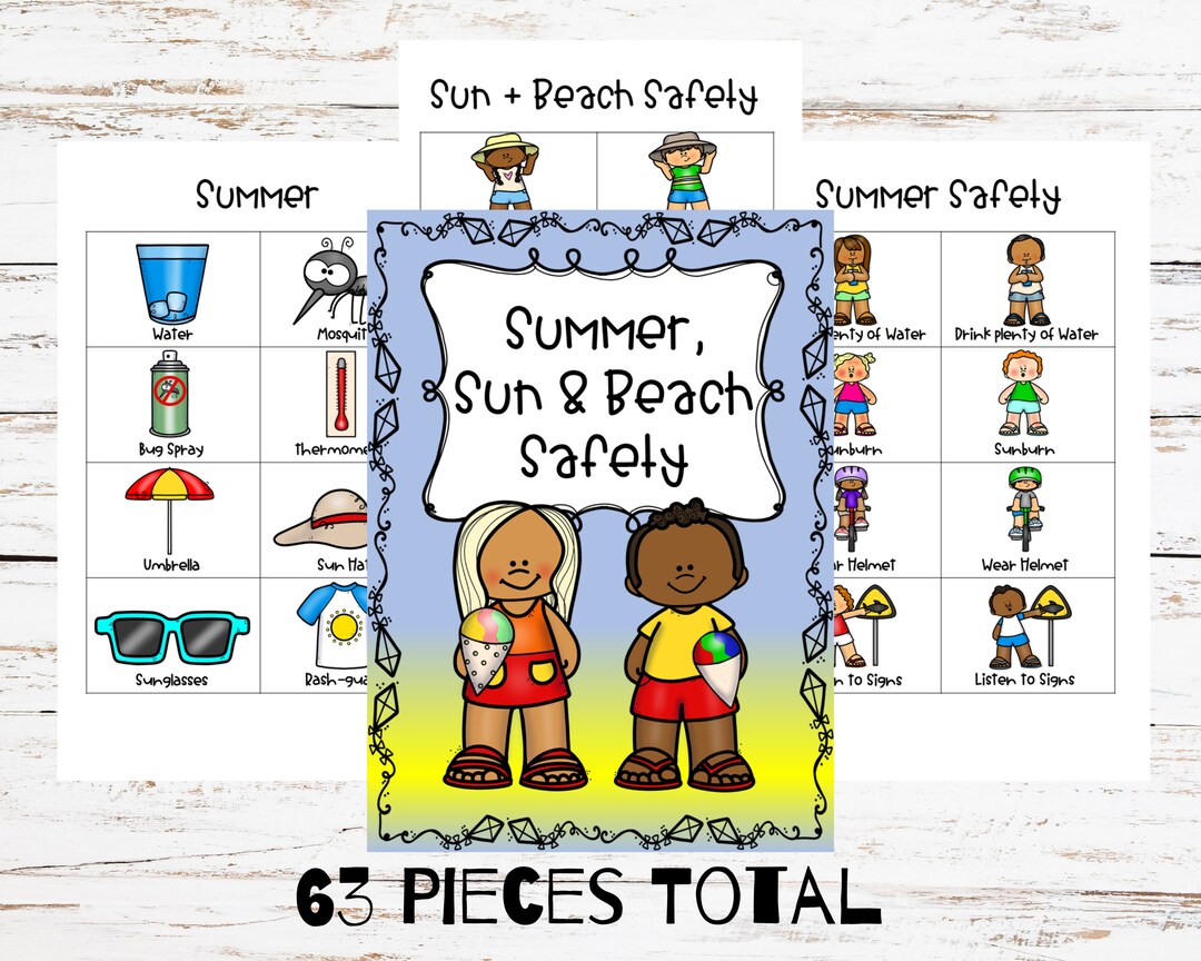 Summer, Sun and Beach Safety Visuals, Safety, Visual Aid, ABA, Therapy ...