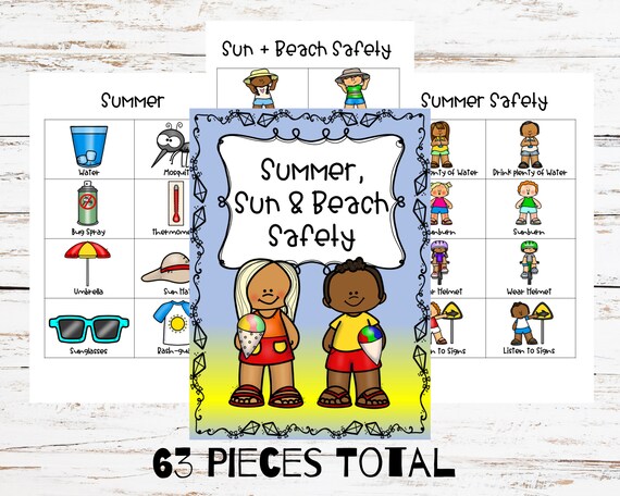 Summer Sun and Beach Safety Visuals Safety PECS Visual | Etsy