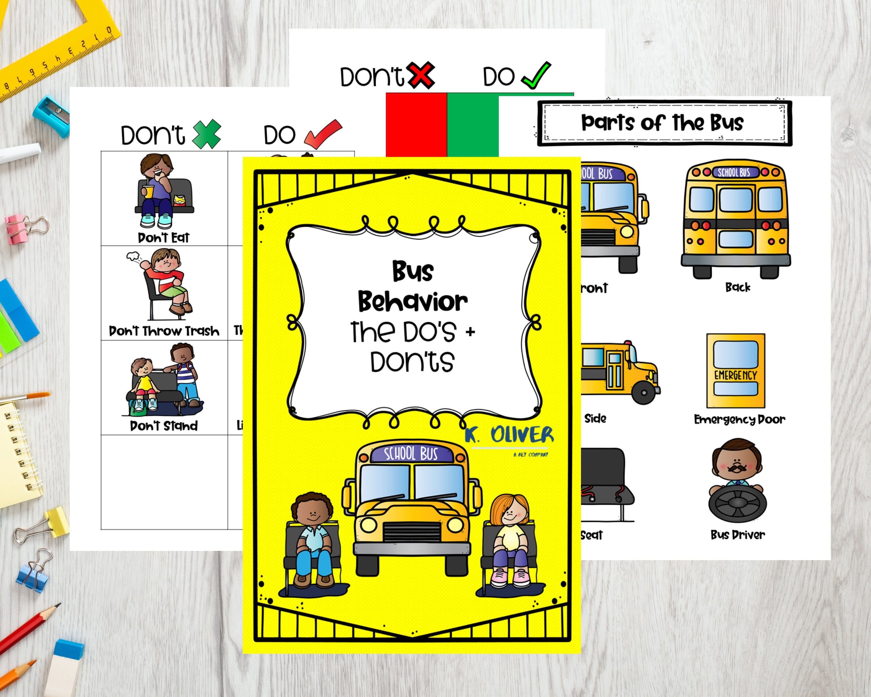 School Bus Behavior, School Behavior, PECS, Visual Aid, ABA, Therapy ...