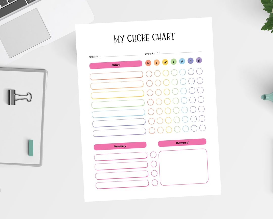 Daily Chore Visual, Chore Schedule, Visual Aid, Chore Chart, Children's ...
