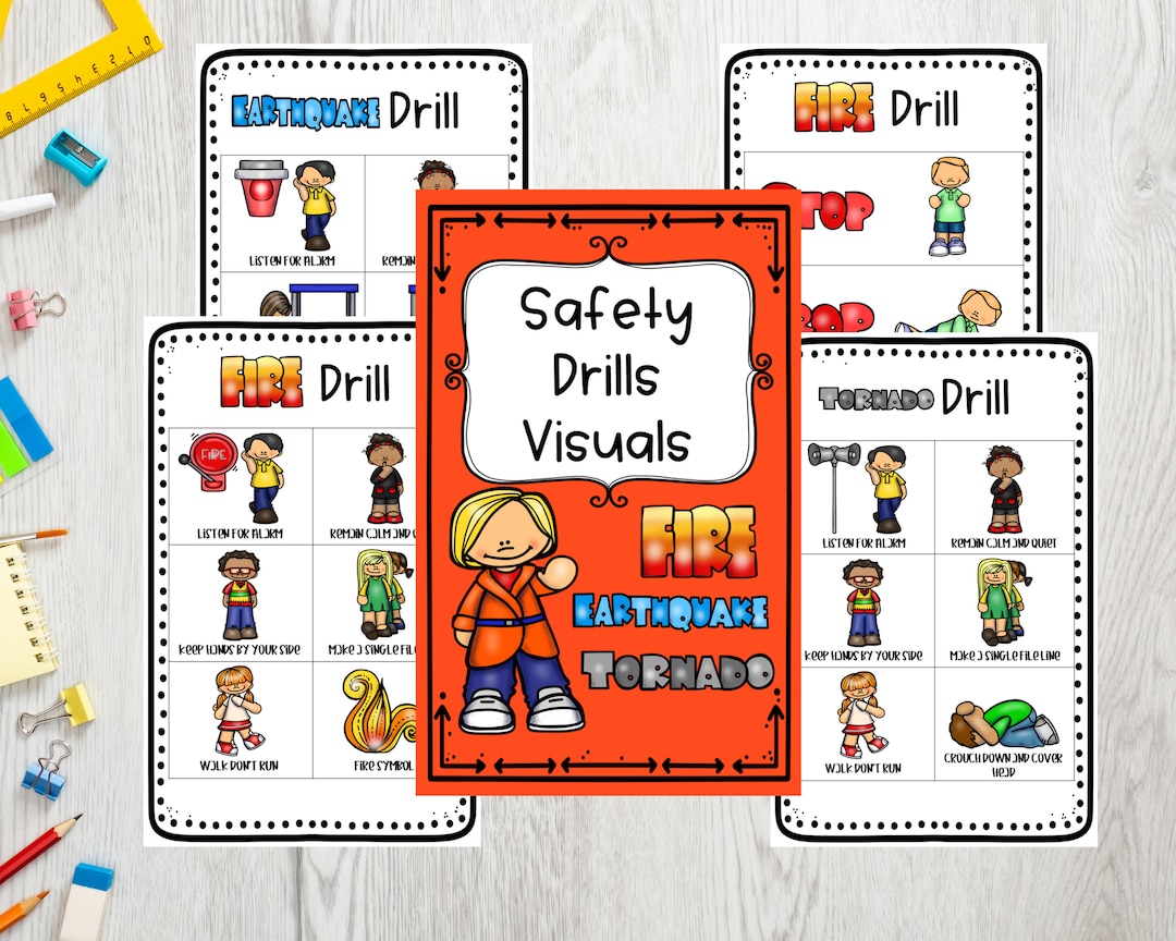 Safety Drills Visuals Safety Fire Drill Earthquake Visual Aid Aba