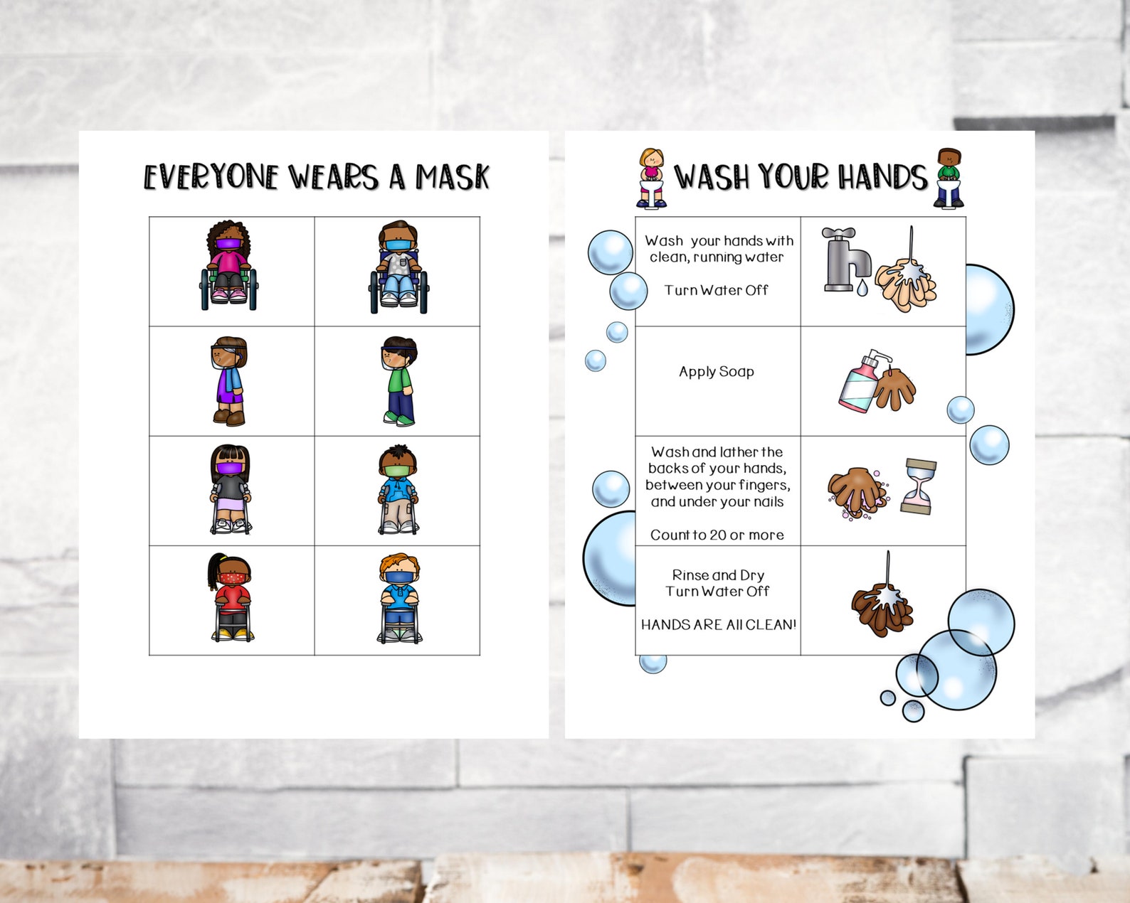 Health Safety Visuals, Masks, Hand Washing Visuals, Covid19, PECS ...