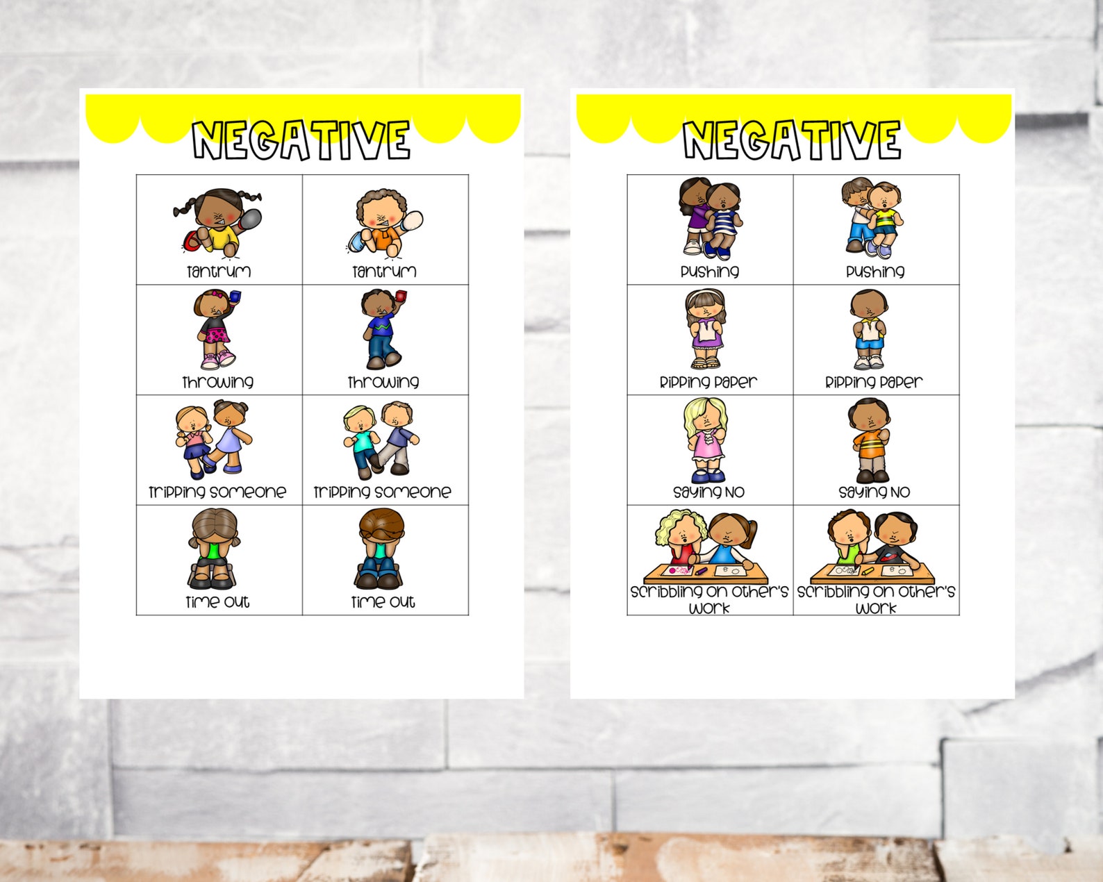 Positive Negative Behavior Visuals, Behavior, Visual Aid, ABA Therapy ...