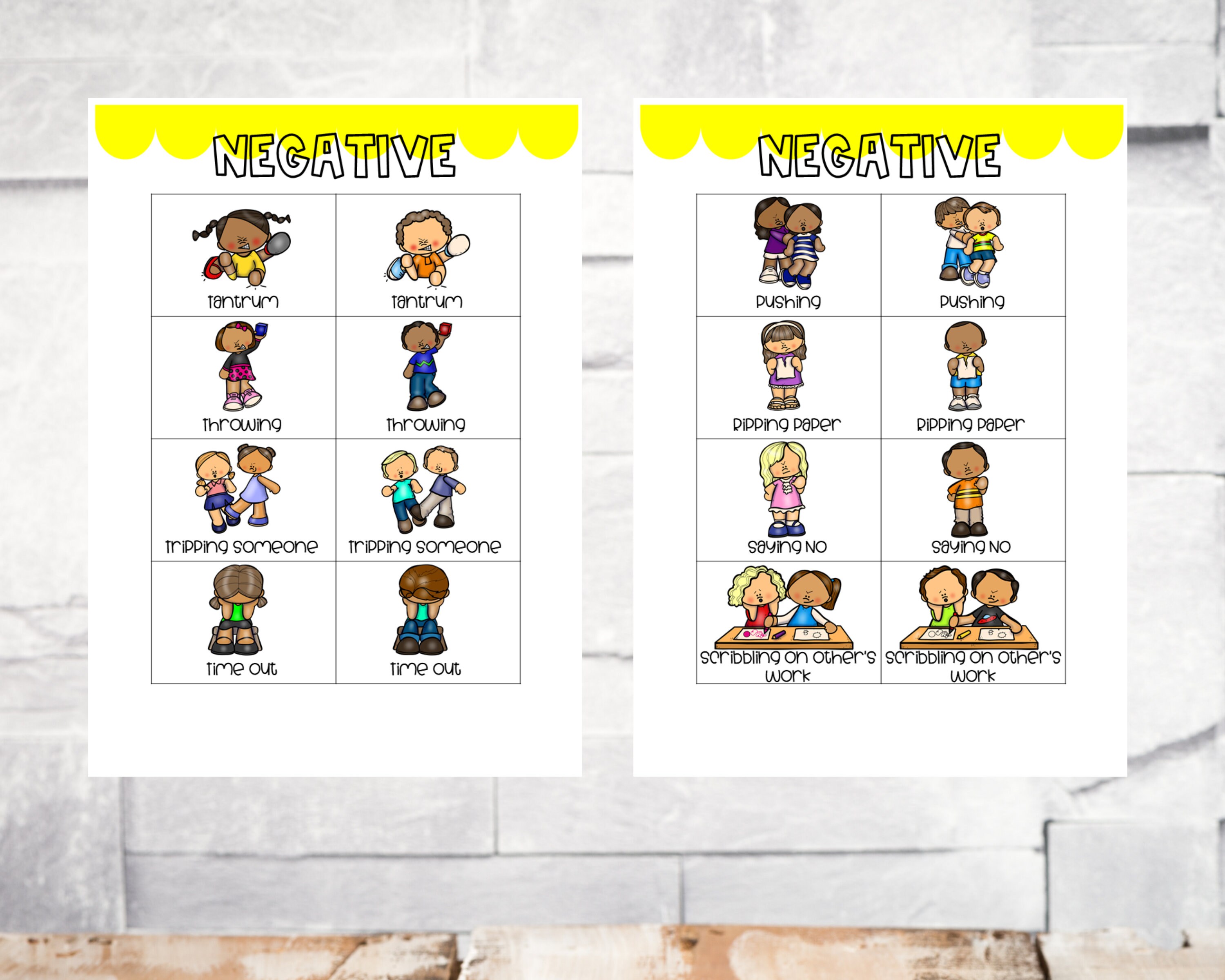 Positive Negative Behavior Visuals, Behavior, Visual Aid, ABA Therapy ...