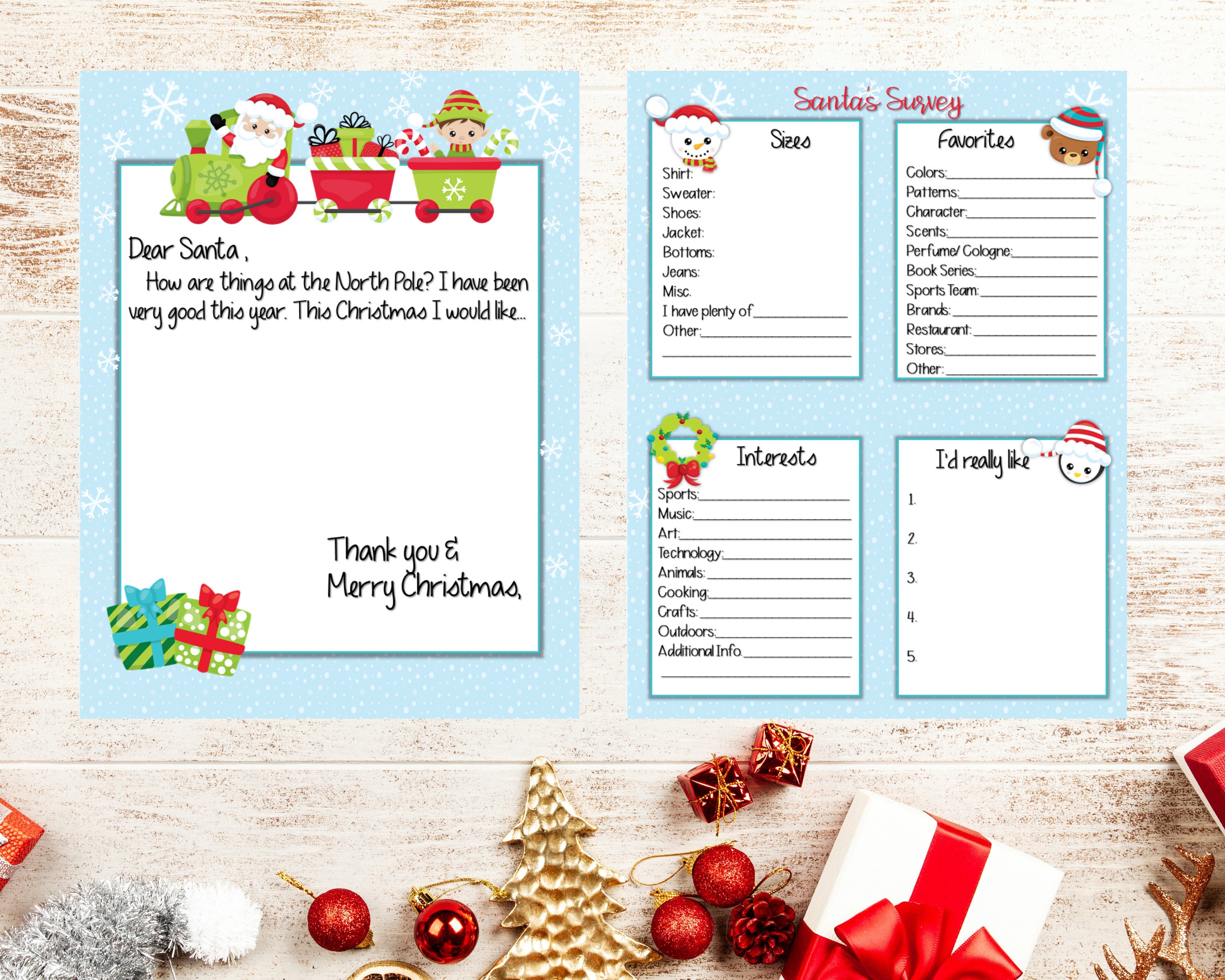 Letter to Santa / Christmas List / Secret Santa/ Gift List / Christmas ...