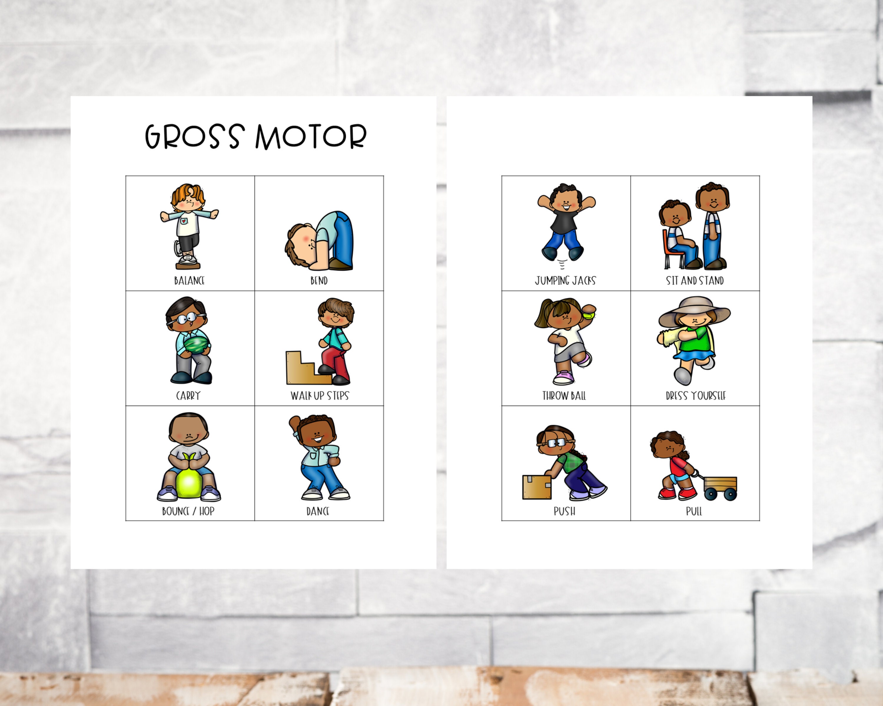 Gross Motor Visuals, Physical Therapy Visuals, Visual Aid, ABA, Autism ...