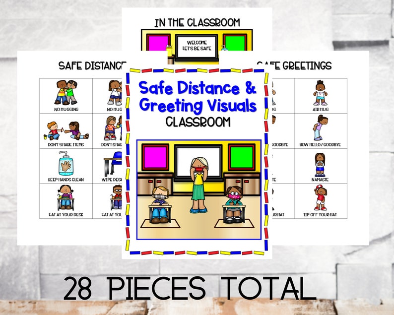 Safe Distance and Greeting Visuals / Rules for Children, School, Autism ...