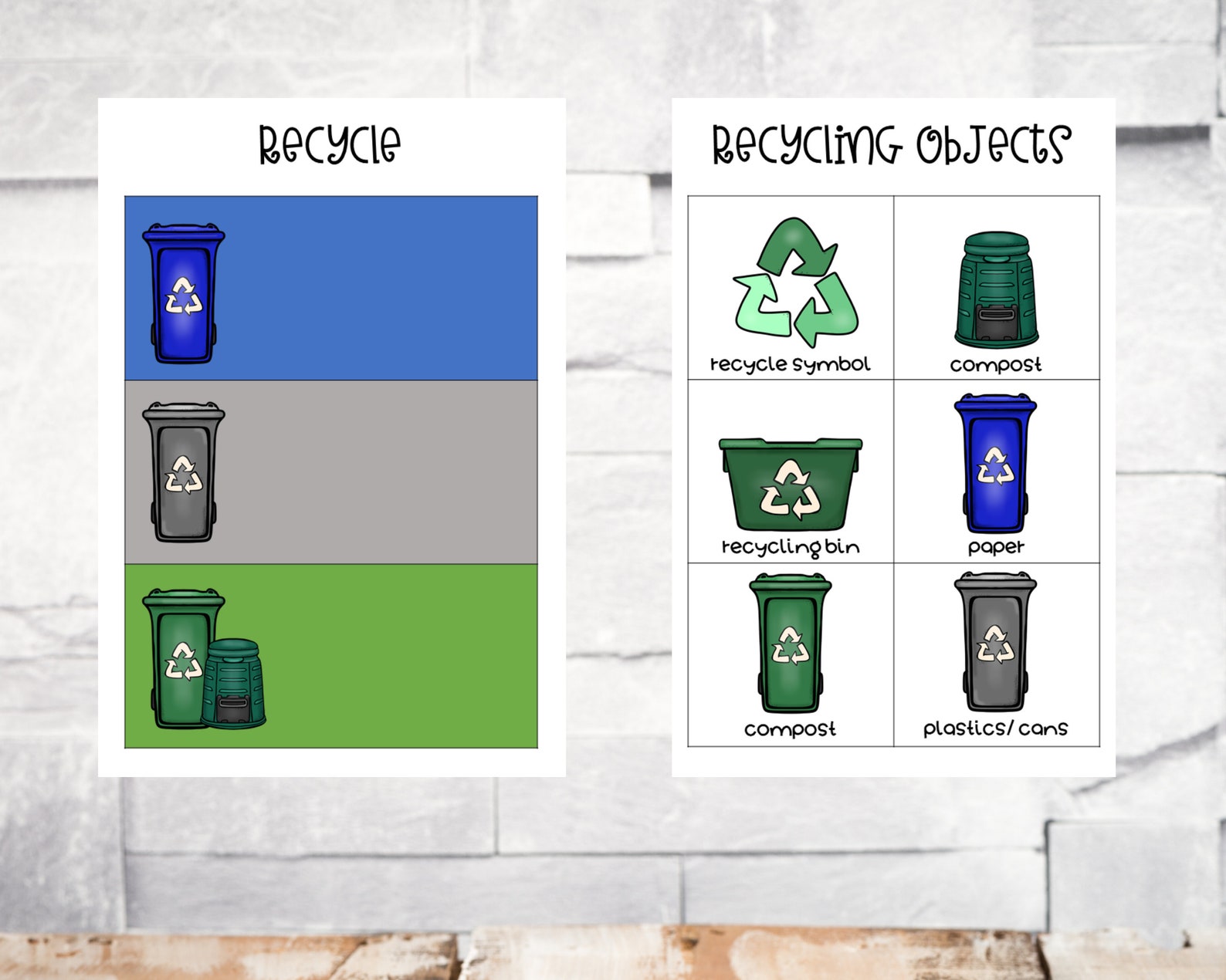 Learning to Recycle Visuals, Recycling, Visual Aid, ABA, Therapy ...