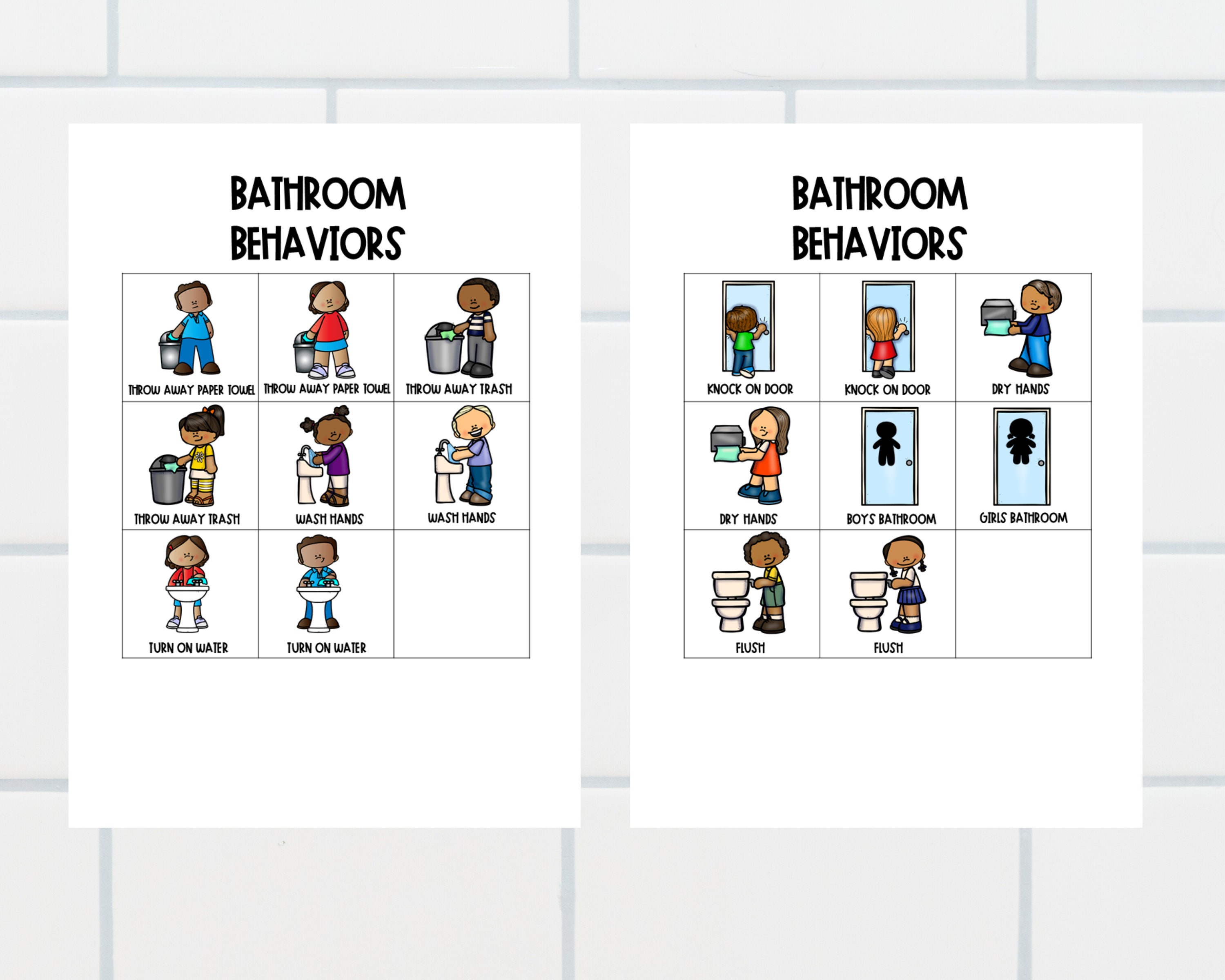Bathroom Behavior, Visual Routine, Hygiene Visuals, Visual Aid, ABA ...