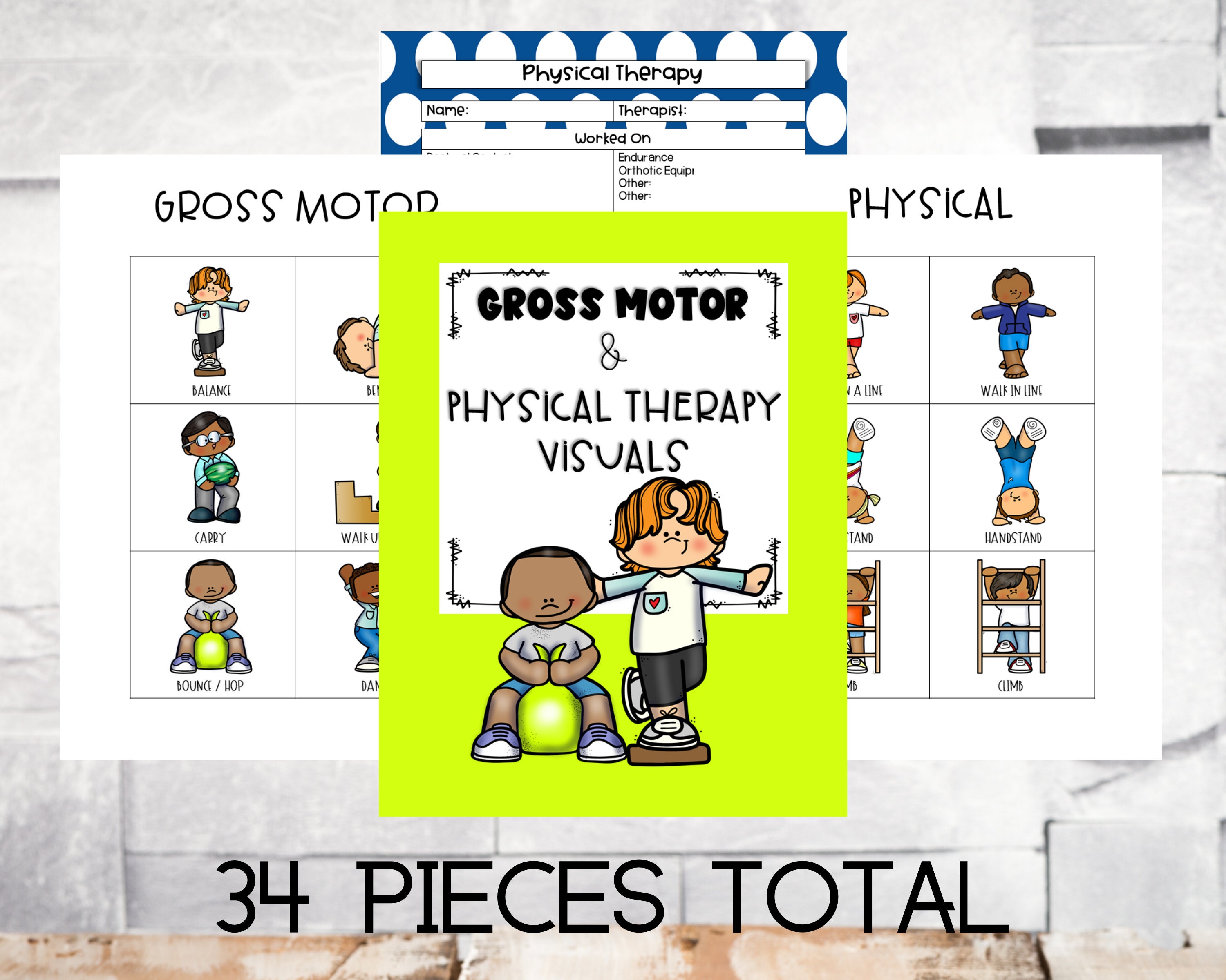 Gross Motor Visuals, Physical Therapy Visuals, Visual Aid, ABA, Autism ...