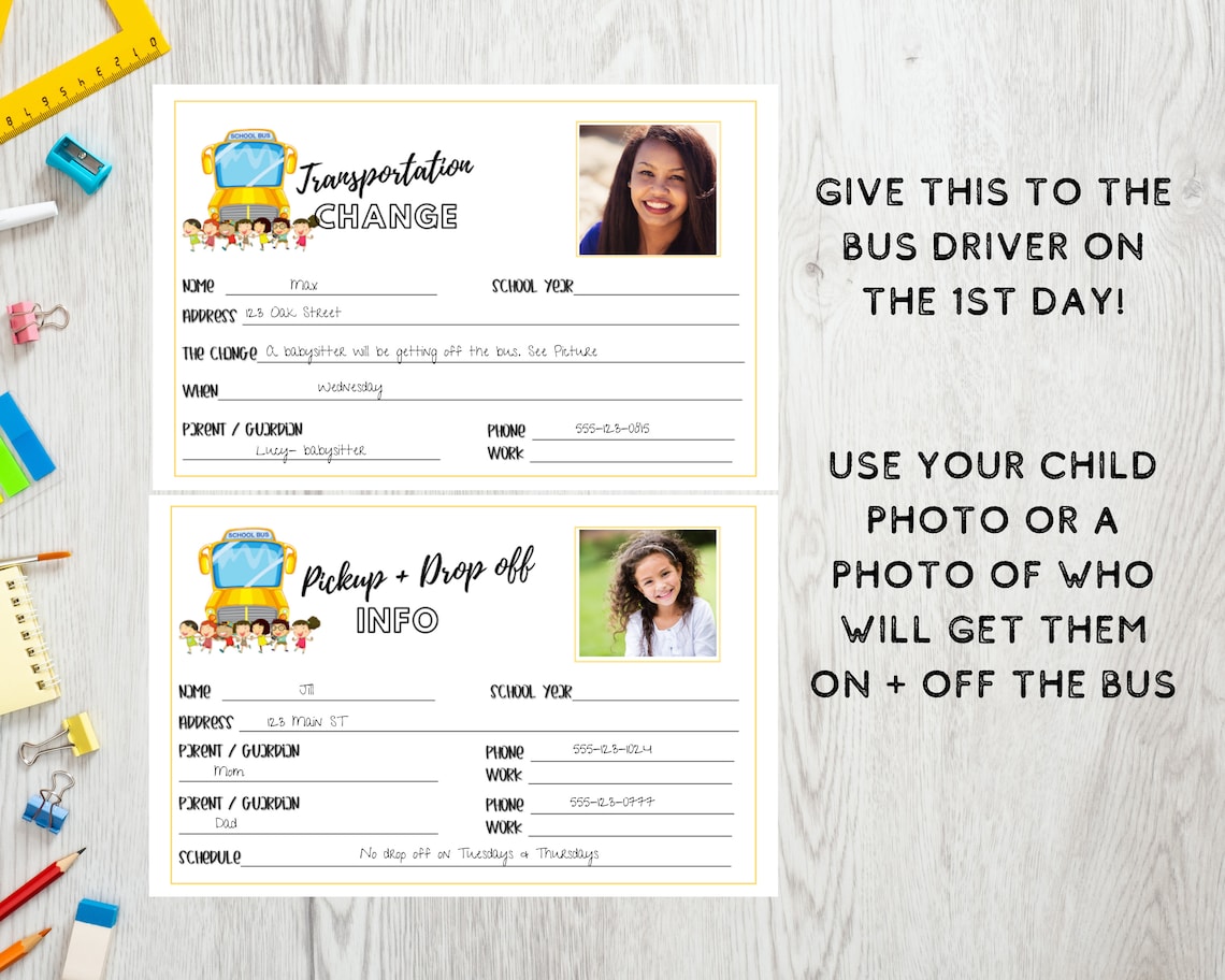 School Bus Forms, School Bus Communication, Bus Change, Pickup, Drop ...
