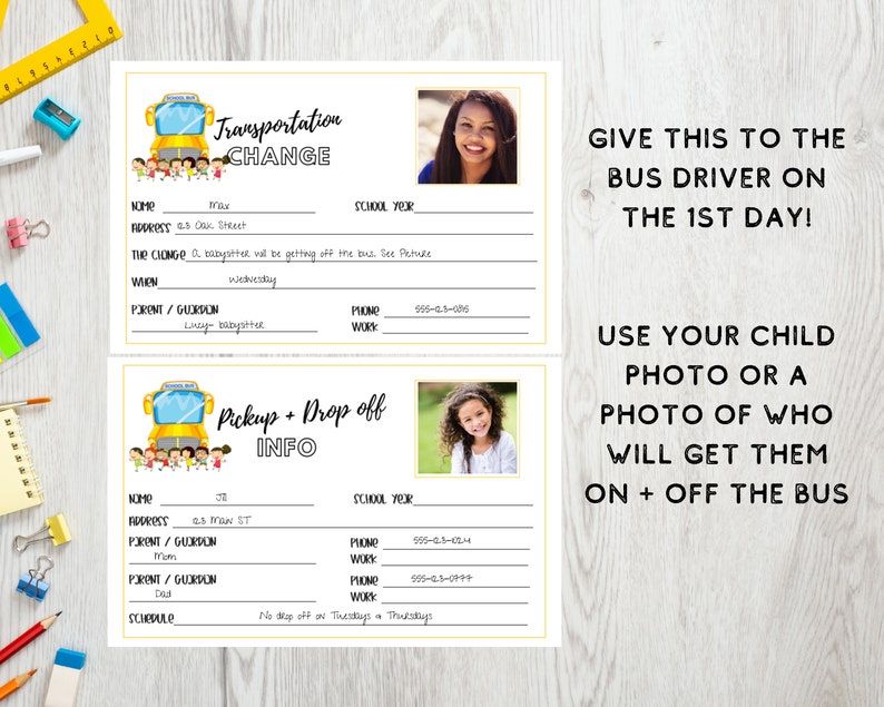 School Bus Forms, School Bus Communication, Bus Change, Pickup, Drop ...