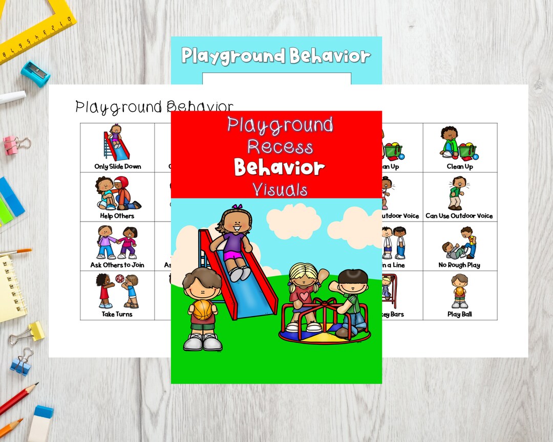 Playground Recess Behavior Visuals, Behavior, Visual Aid, ABA, Therapy ...