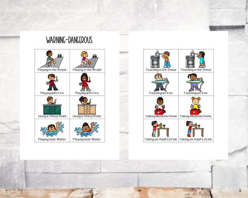 Dangerous Situations and Mishaps Visuals, Safety Visual Aids, Therapy ...