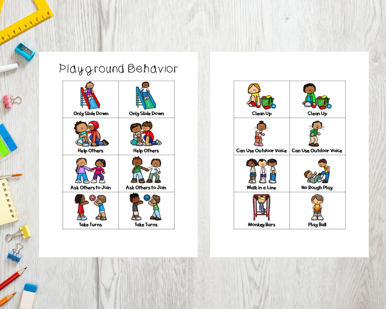 Playground Recess Behavior Visuals, Behavior, Visual Aid, ABA, Therapy ...