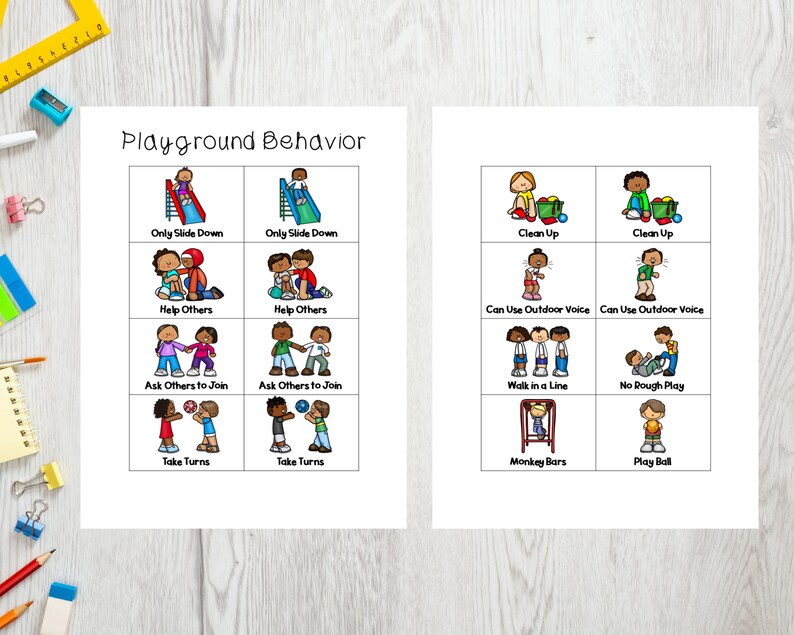 Playground Recess Behavior Visuals, PECS, Behavior, Visual Aid, ABA ...