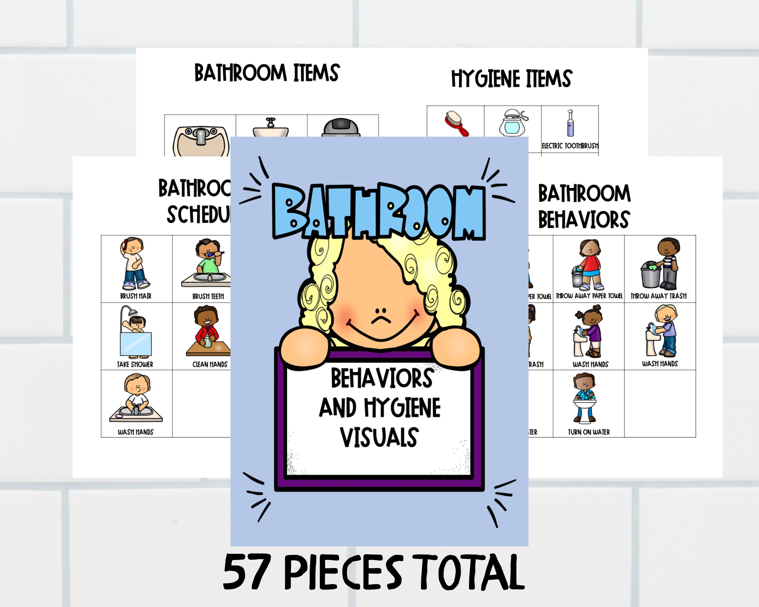 Bathroom Behavior, Visual Routine, Hygiene Visuals, Visual Aid, ABA ...