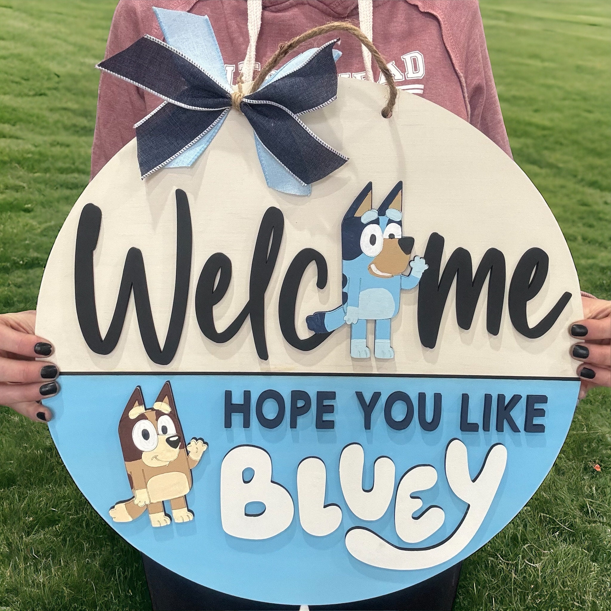 Bluey Door Hanger / Bluey Front Door Sign / Bluey Decor / Bienvenido ...