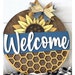Welcome Front Door Sign Sunflower Decor Sign Round Wood - Etsy