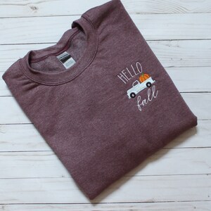 Hello Fall Embroidered Crewneck Sweatshirt - Adult Unisex Fall Crewneck ...