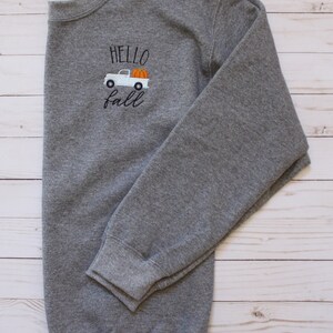 Hello Fall Embroidered Crewneck Sweatshirt - Adult Unisex Fall Crewneck ...