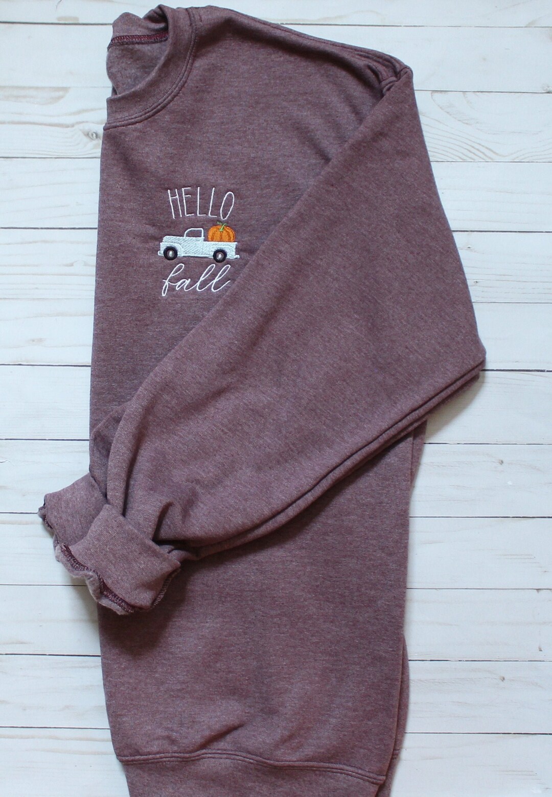 Hello Fall Embroidered Crewneck Sweatshirt - Adult Unisex Fall Crewneck ...