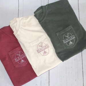 Custom Logo Adult Unisex Comfort Colors Pocket Tee | Embroidered Logo ...