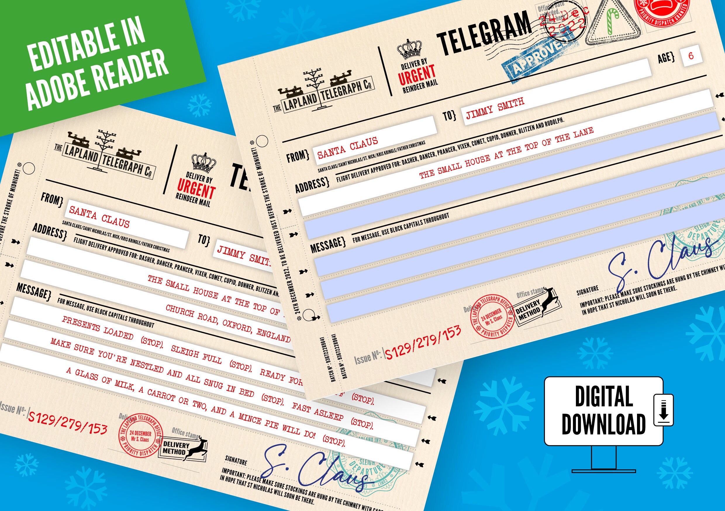 Christmas Editable Telegram. Santa Letter. Santagram Personalised ...