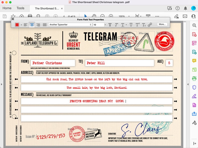 Christmas Editable Telegram. Santa Letter. Santagram Personalised ...