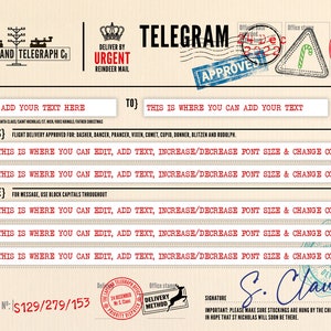 Christmas Editable Telegram. Santa Letter. Santagram Personalised ...