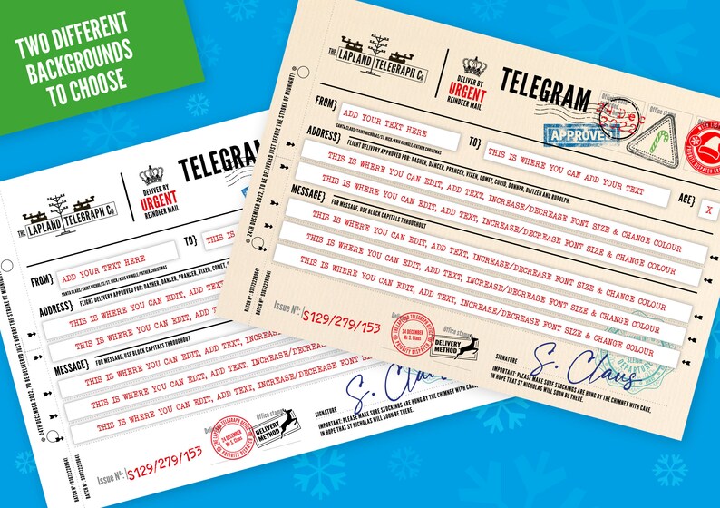 Christmas Editable Telegram. Santa Letter. Santagram Personalised ...