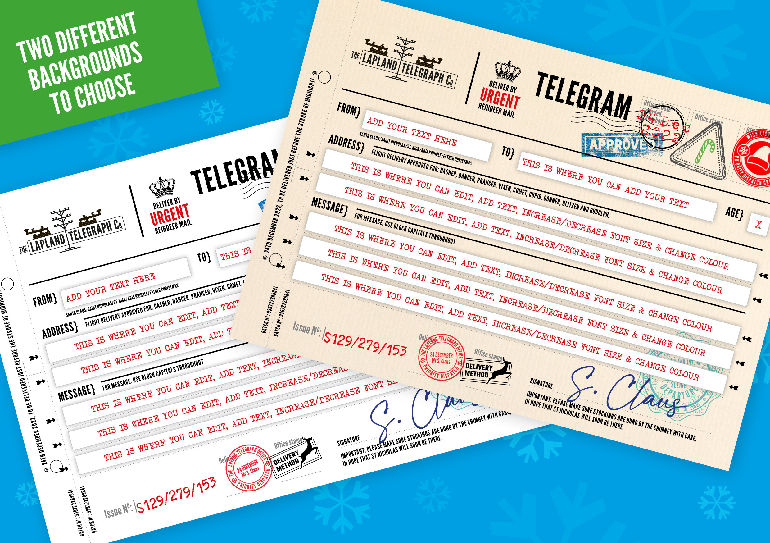 Christmas Editable Telegram. Santa Letter. Santagram Personalised ...