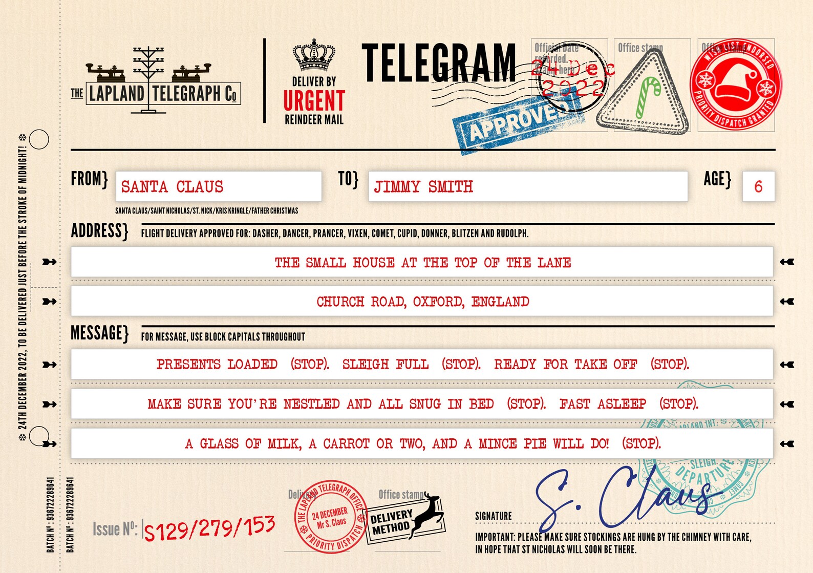 Christmas Editable Telegram. Santa Letter. Santagram Personalised ...