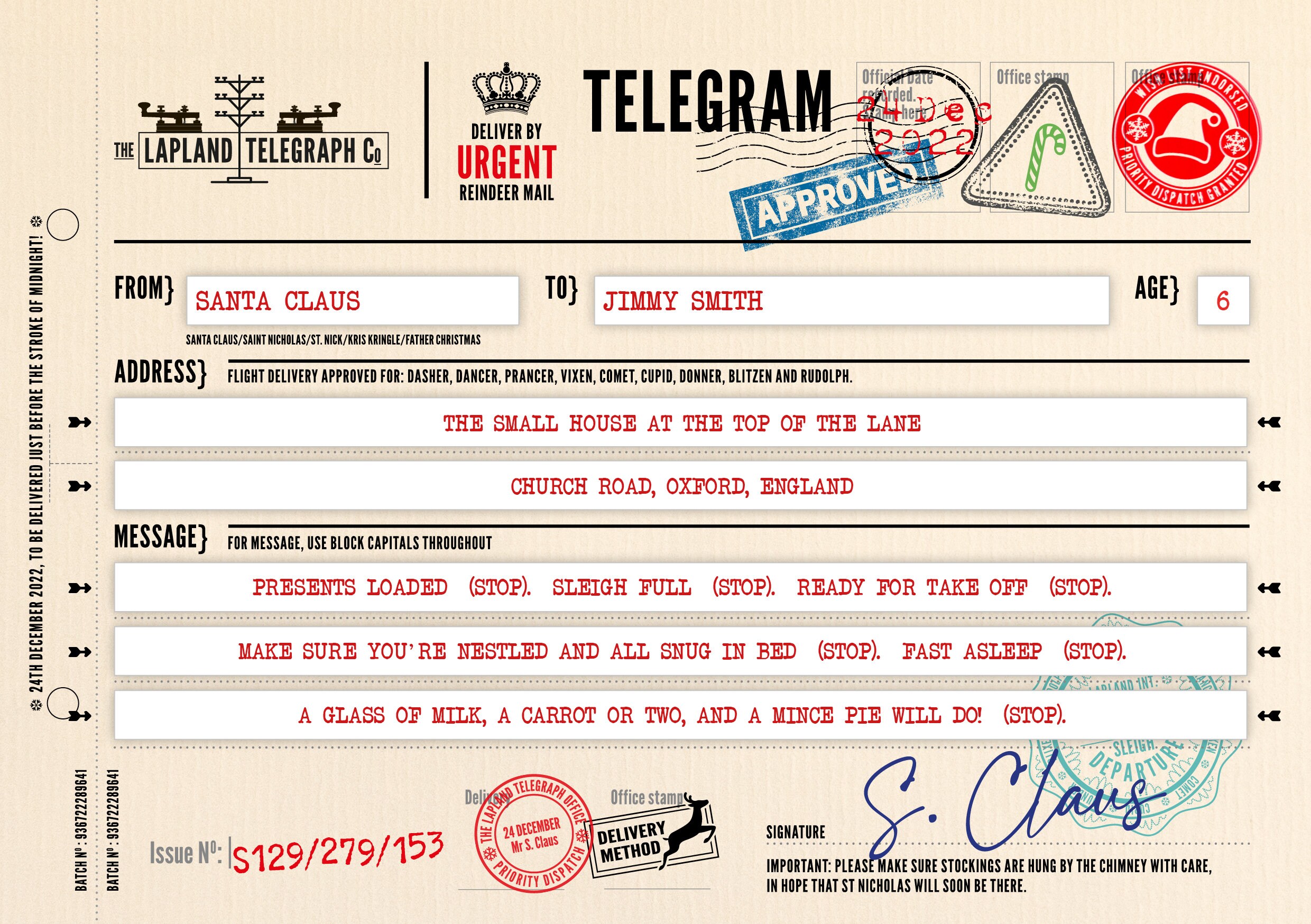 Christmas Editable Telegram. Santa Letter. Santagram Personalised ...
