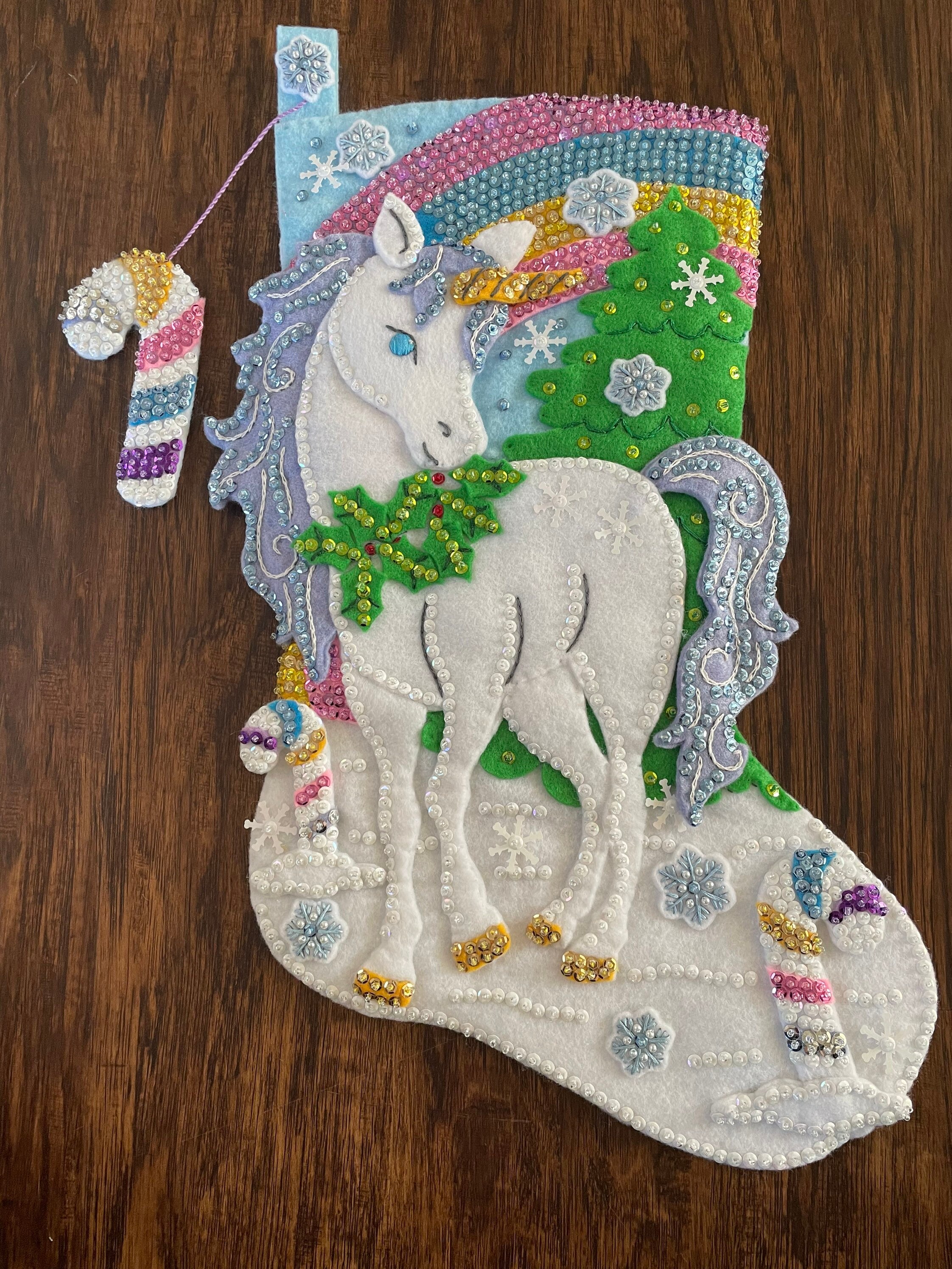 Finished Bucilla Stocking in Pattern santas Unicorn | Etsy